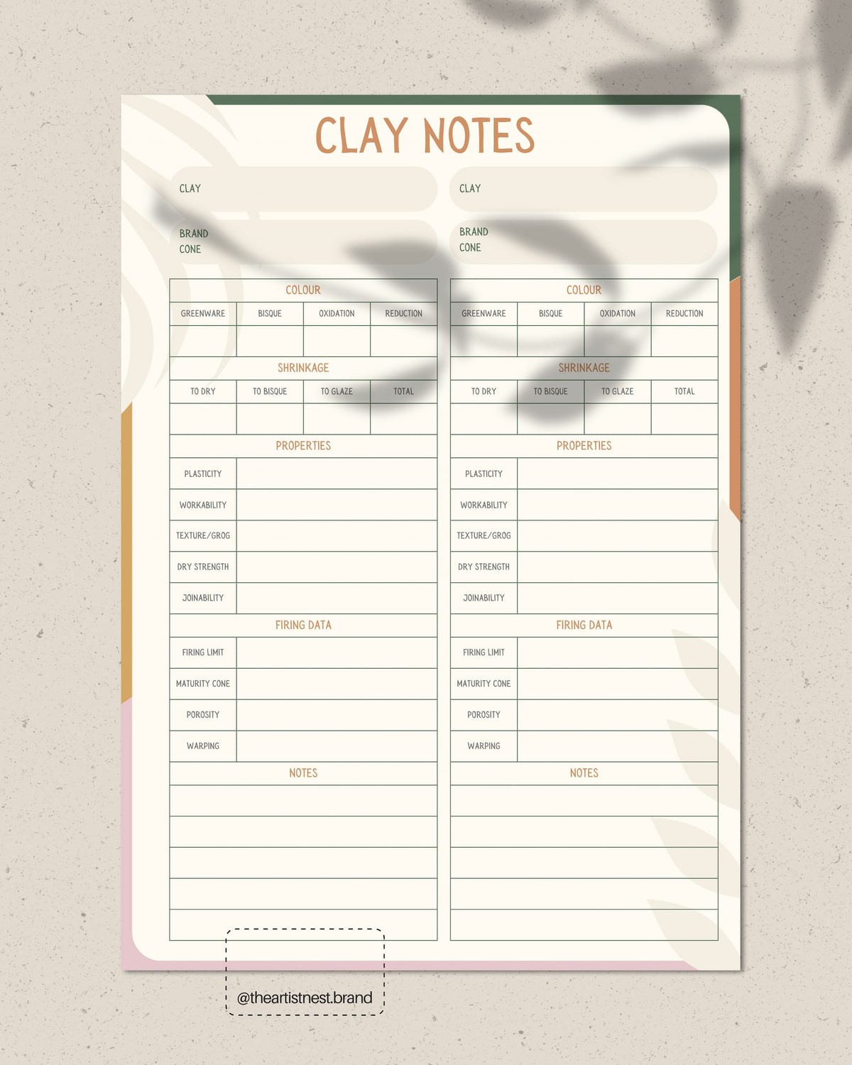 Clay Notes Template - Digital Download – The Artist Nest